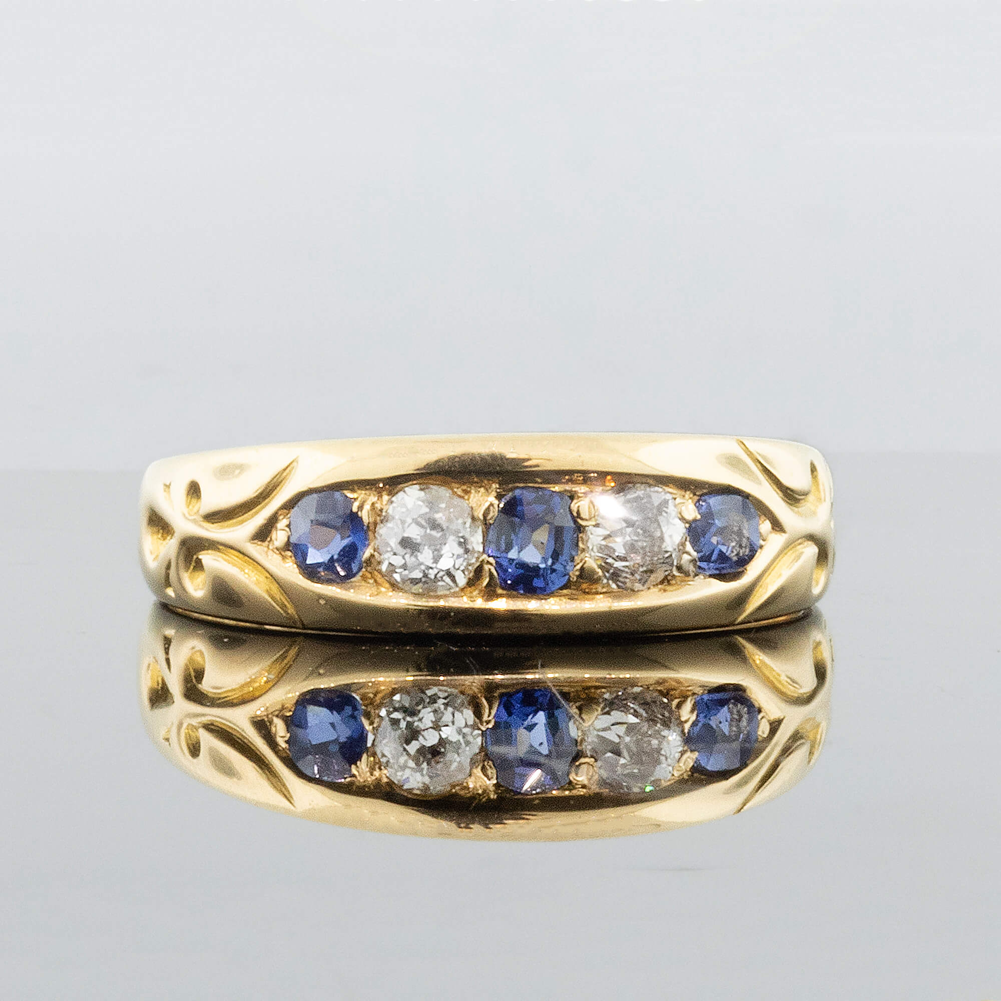 Victorian Sapphire and Diamond Gypsy Ring Hallmarked London 1891 ...