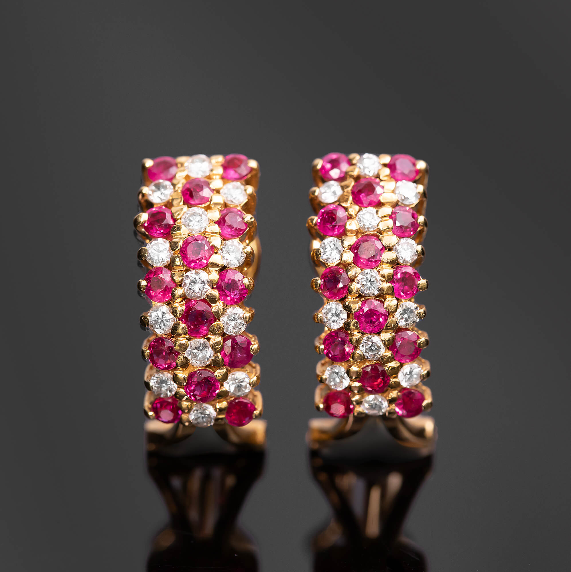 Modern Ruby and Diamond Convertible Earrings | Gerard McCabe Antiques