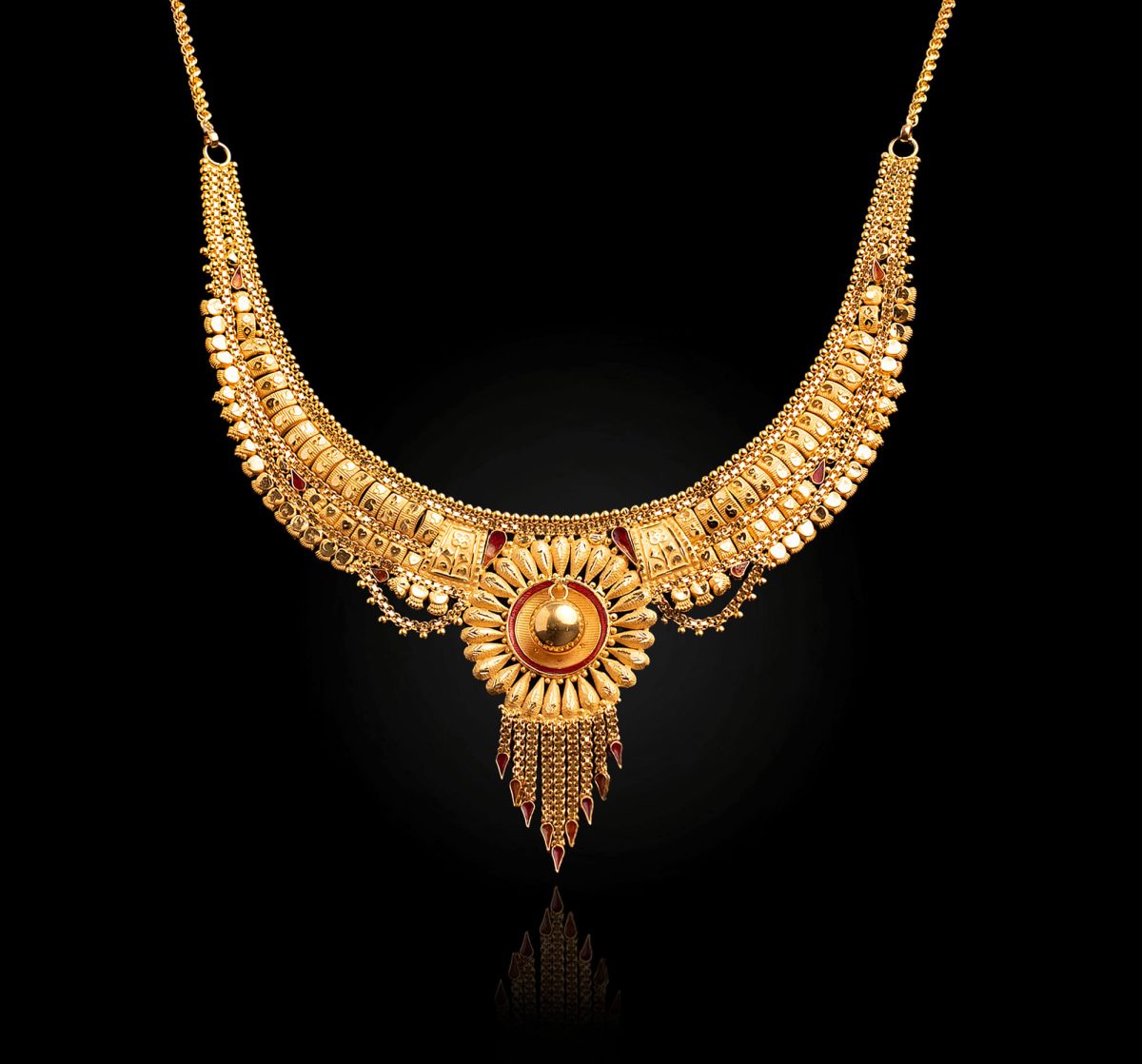 22K Yellow Gold & Enamel Necklace Circa 2020s | Gerard McCabe Antiques